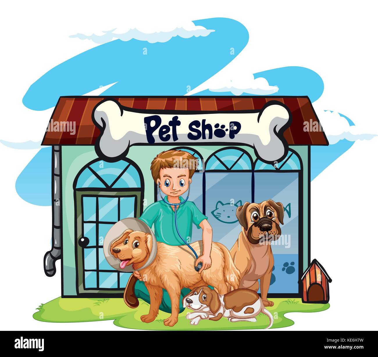 Vet checking up the dogs illustration Stock Vector Image & Art - Alamy