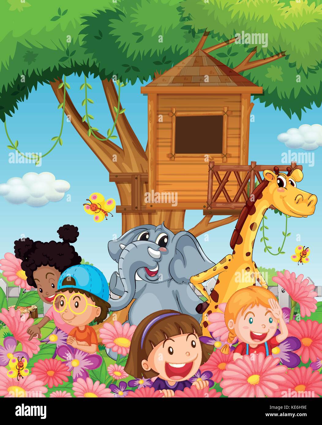 Elephant garden Stock Vector Images - Alamy