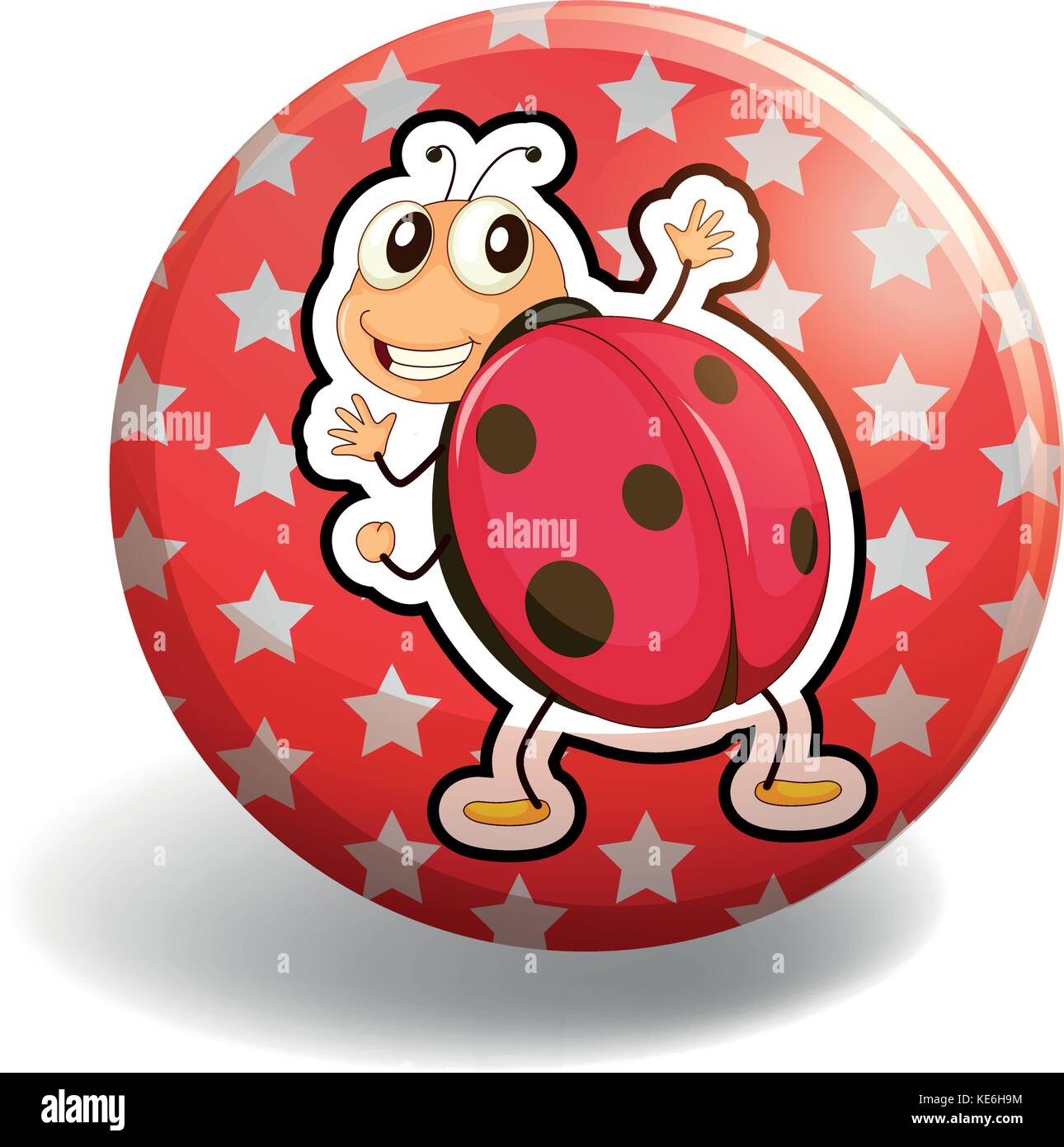 Red ladybug on round badge illustration Stock Vector Image & Art - Alamy