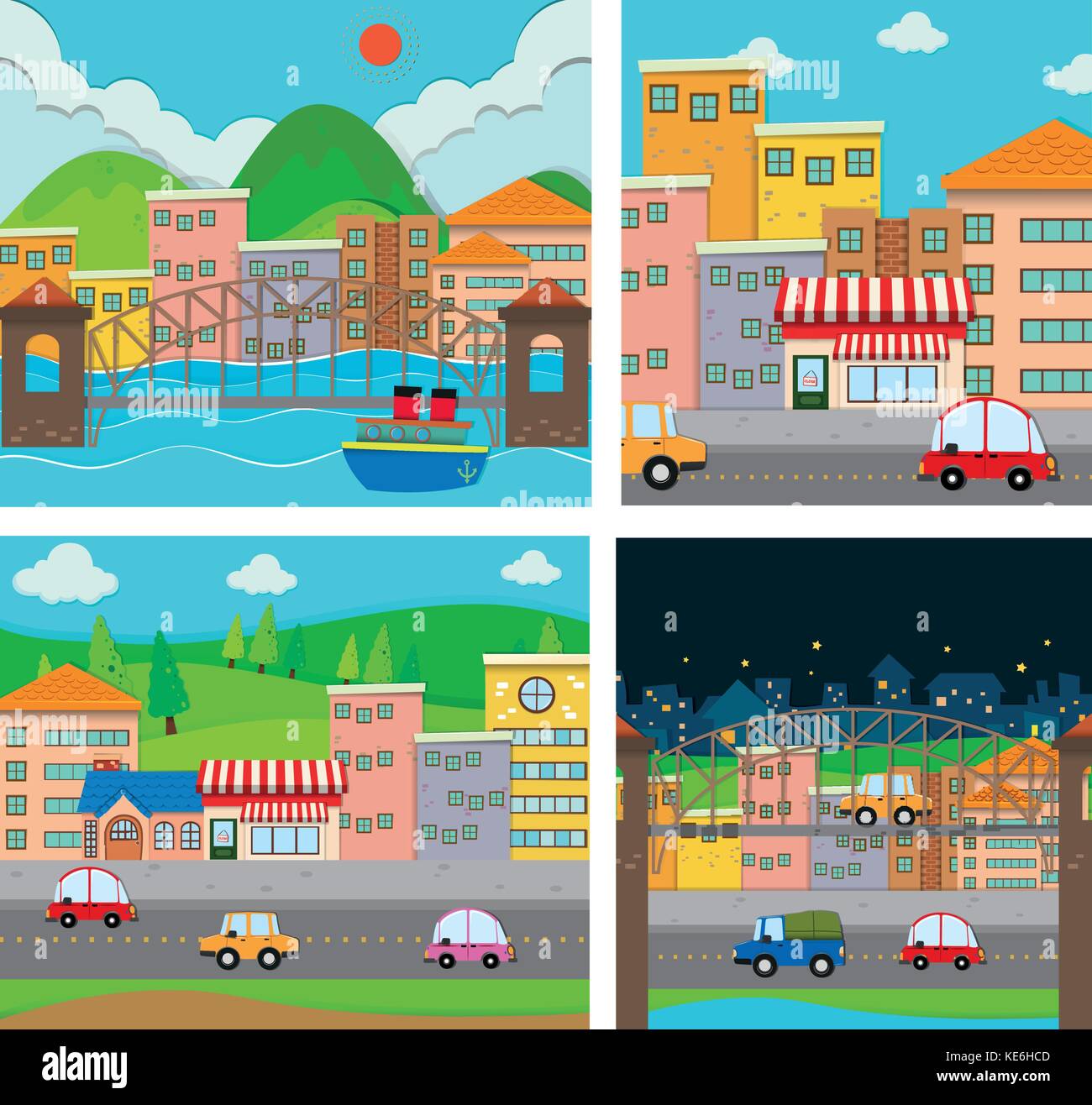 Four city buildings Stock Vector Images - Alamy