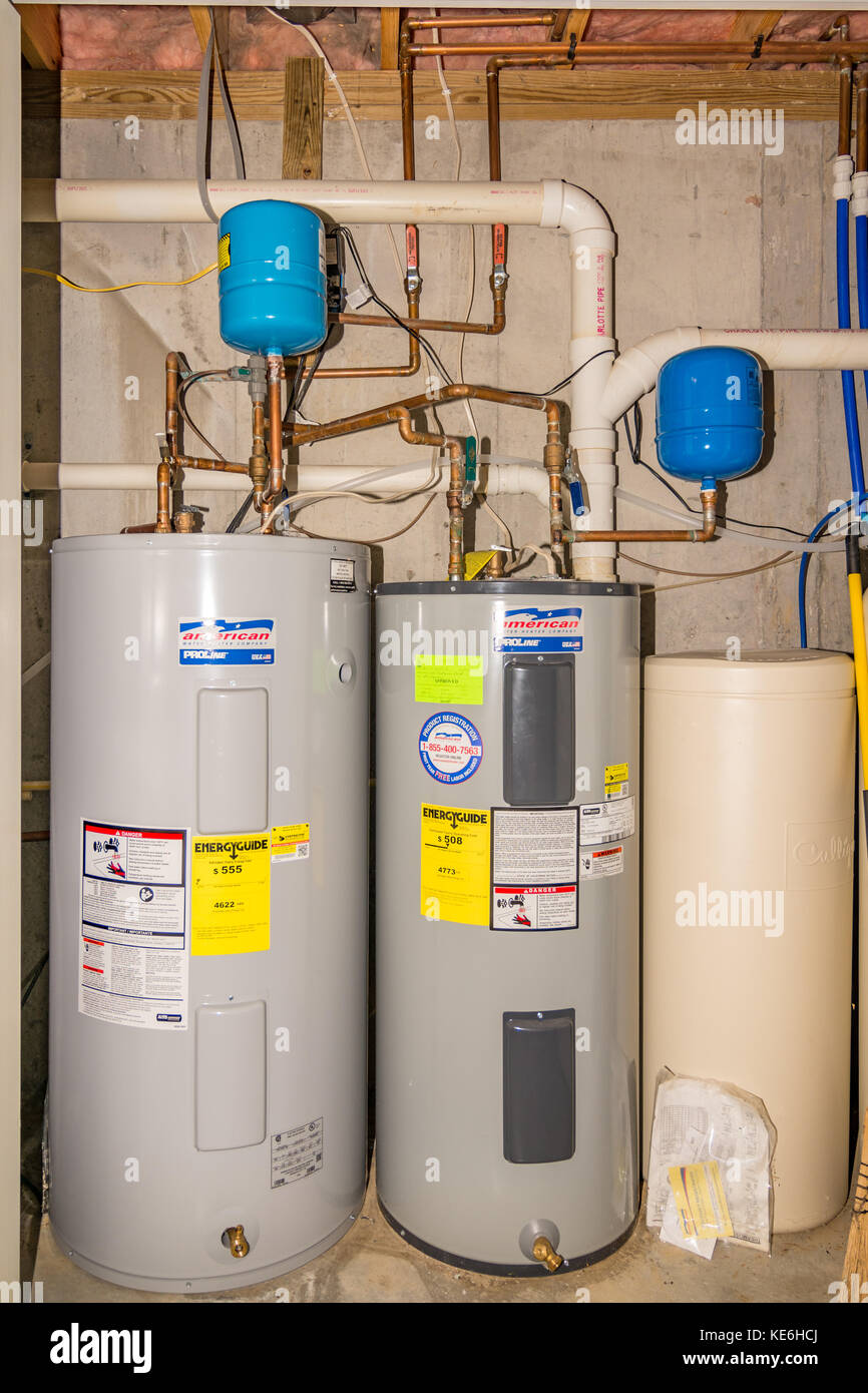 Appliance closet interior of middle class American home in Kentucky USA ...