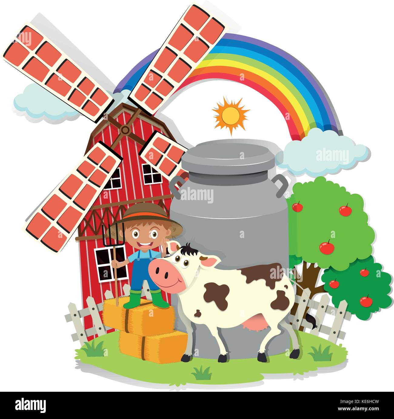 Landscape man cow design Stock Vector Images - Alamy