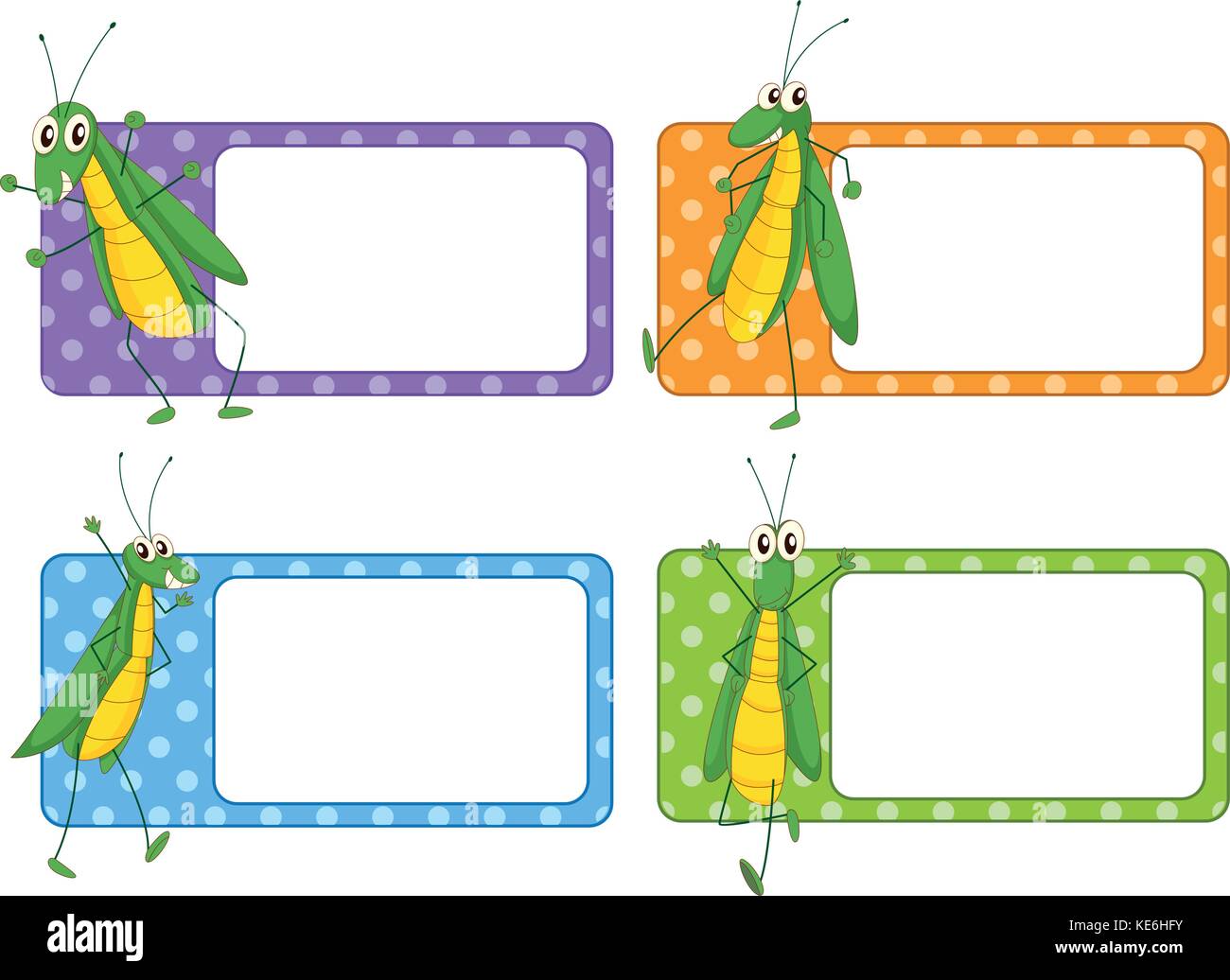 Label design with grasshopper illustration Stock Vector Image & Art - Alamy