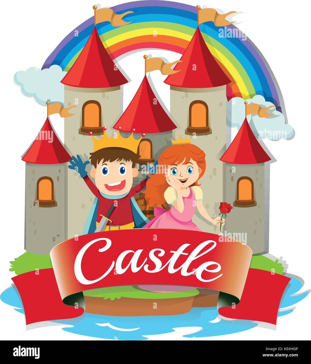Prince and princess at the castle illustration Stock Vector Image & Art ...