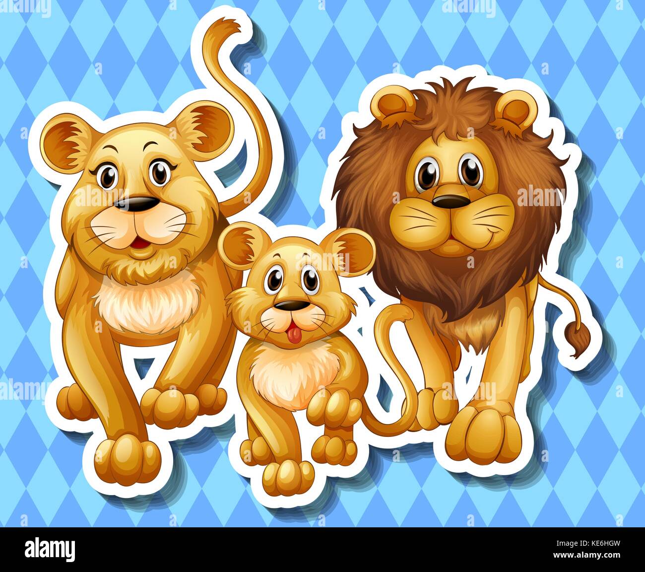 Lion family on blue background illustration Stock Vector Image & Art ...