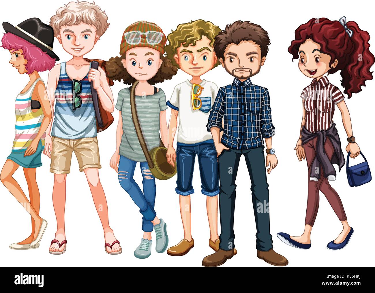 Hipsters standing in group illustration Stock Vector Image & Art - Alamy
