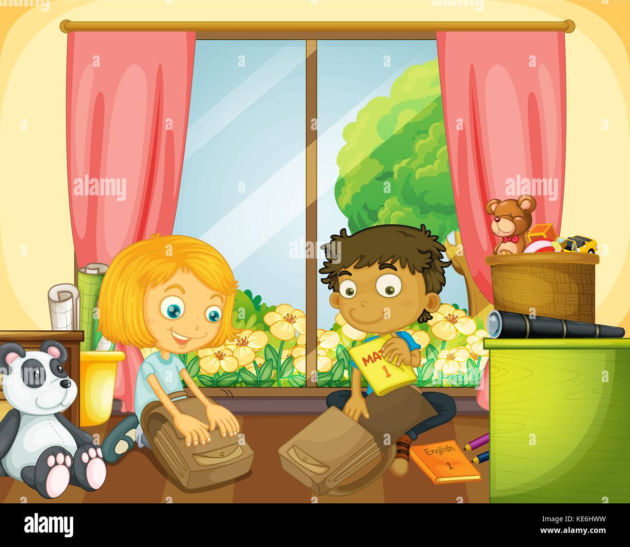 Friends packing house Stock Vector Images - Alamy