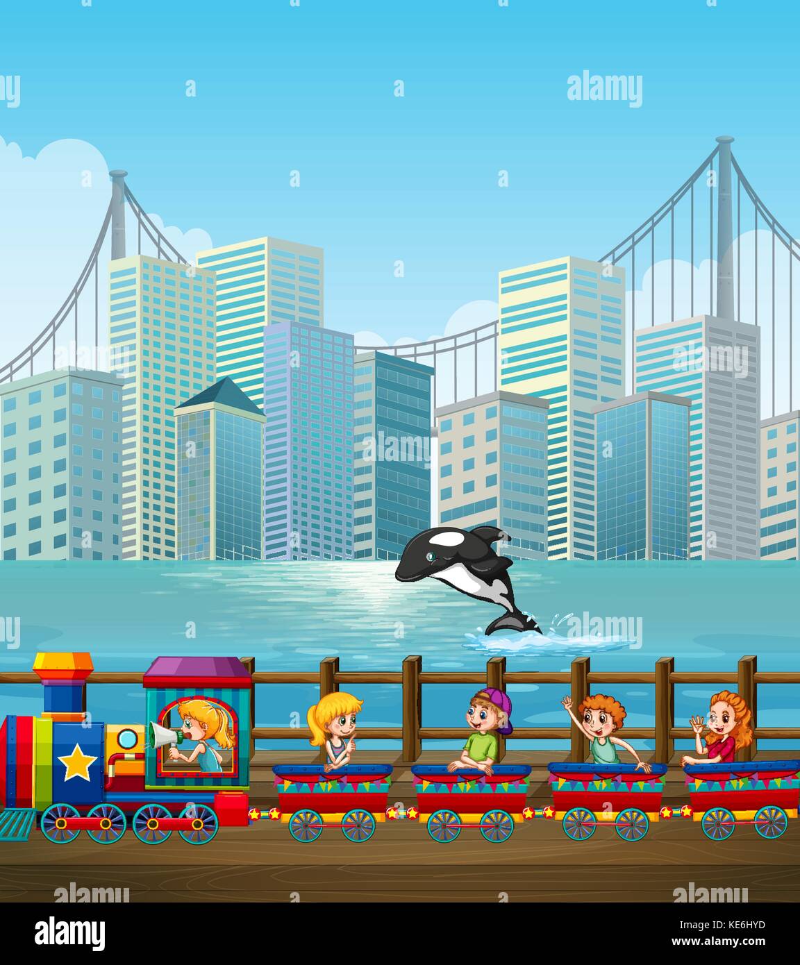 Children playing in sea Stock Vector Images - Alamy