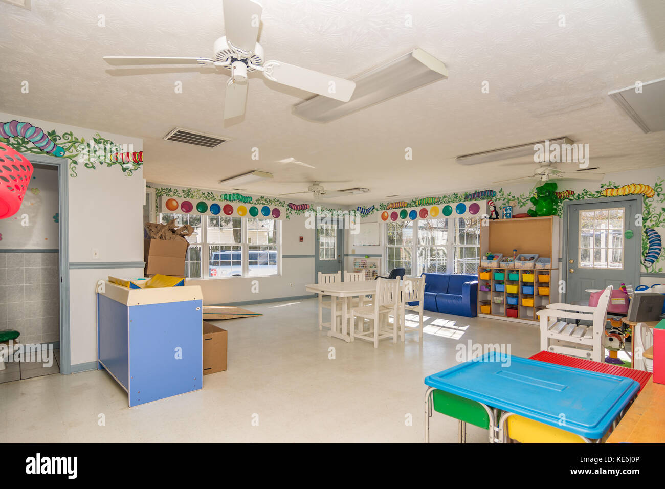 Childcare playroom interior of middle class American home in Kentucky ...
