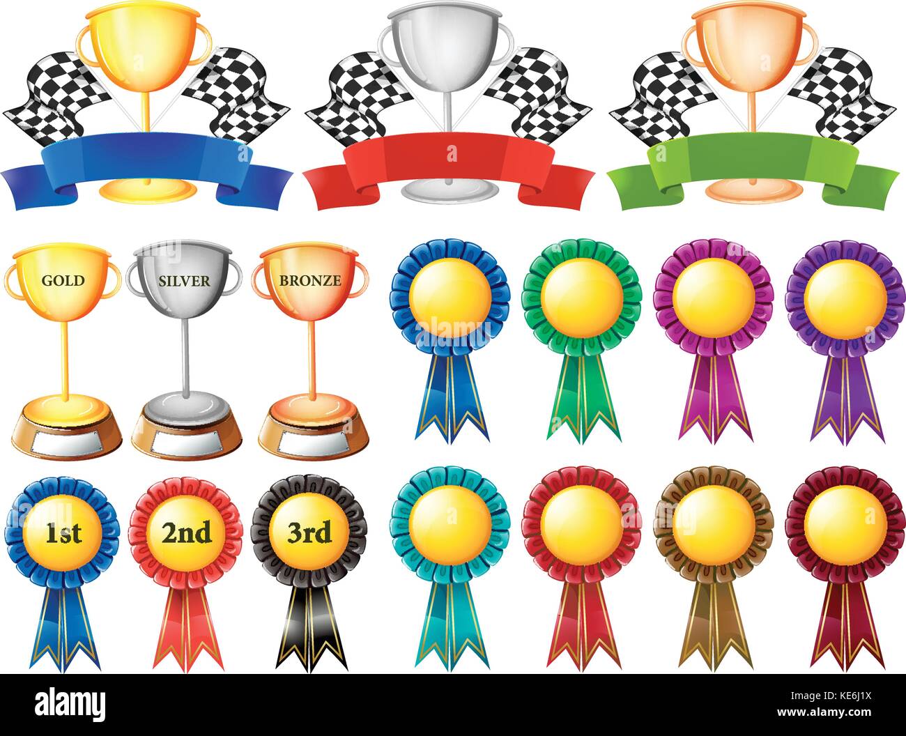 Set of trophy and ribbons illustration Stock Vector Image & Art - Alamy