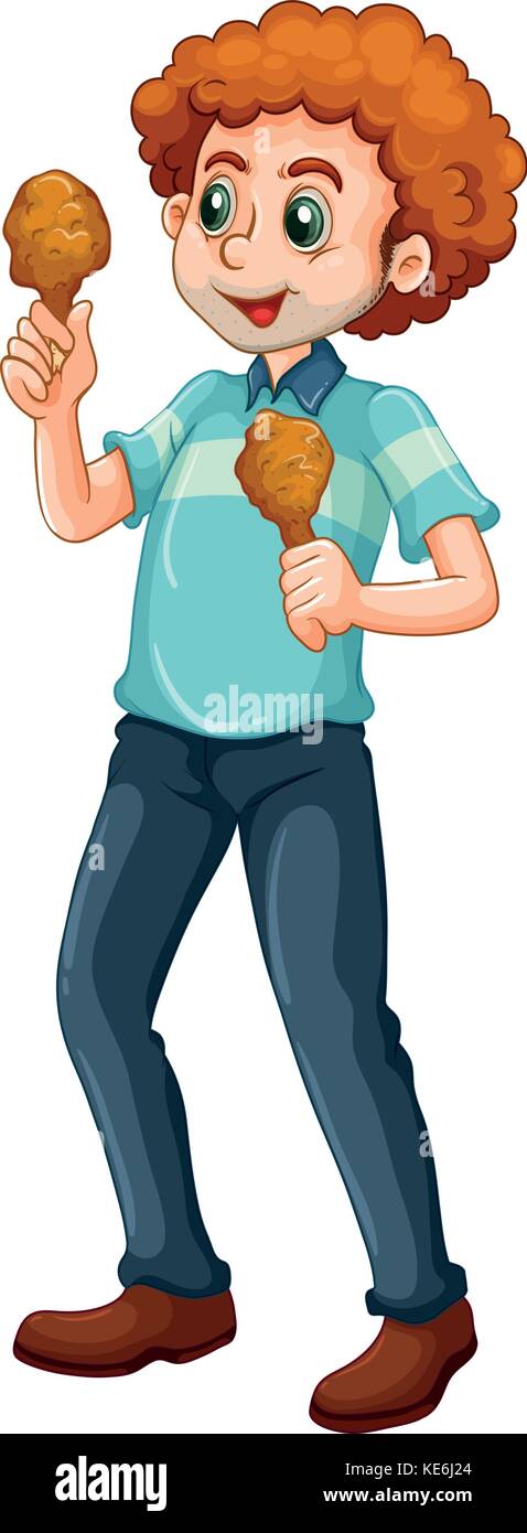 Man eating chicken alone illustration Stock Vector Image & Art - Alamy