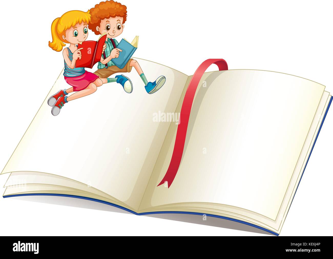 Clipart Boy And Girl Reading