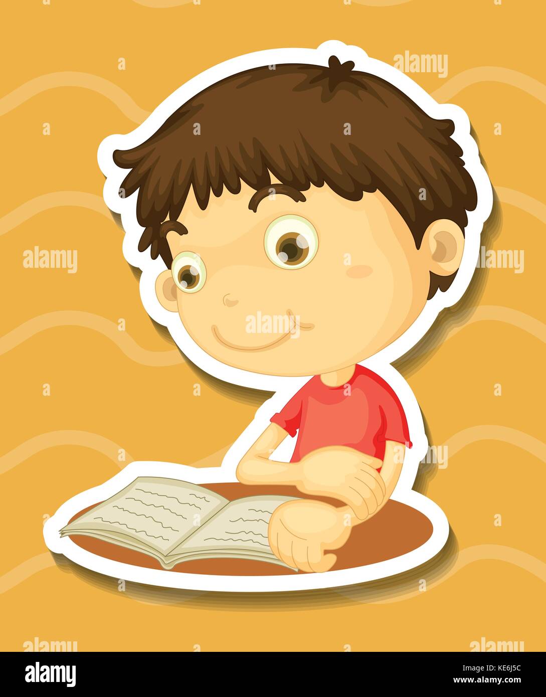 Sticker of a boy reading book illustration Stock Vector Image & Art - Alamy
