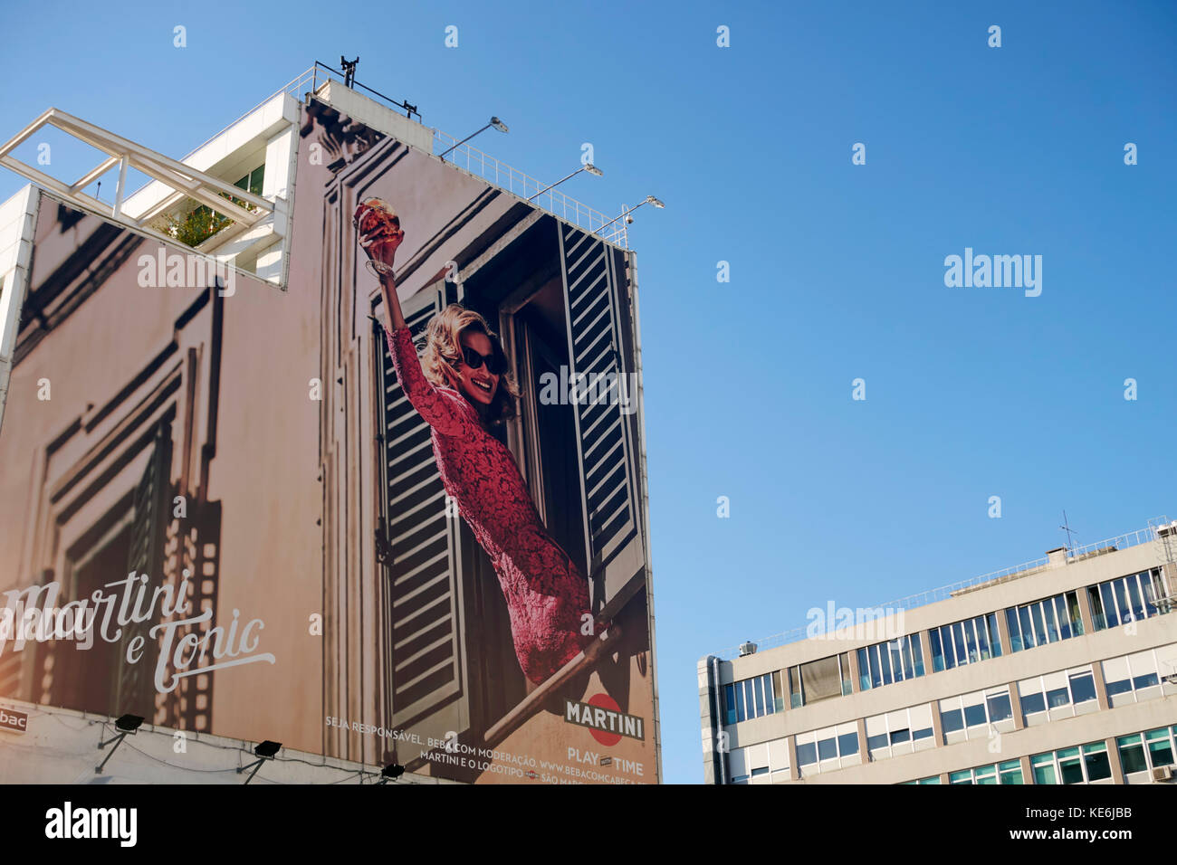 Martini alcoholic liquor billboard advertising on a facade of a ...