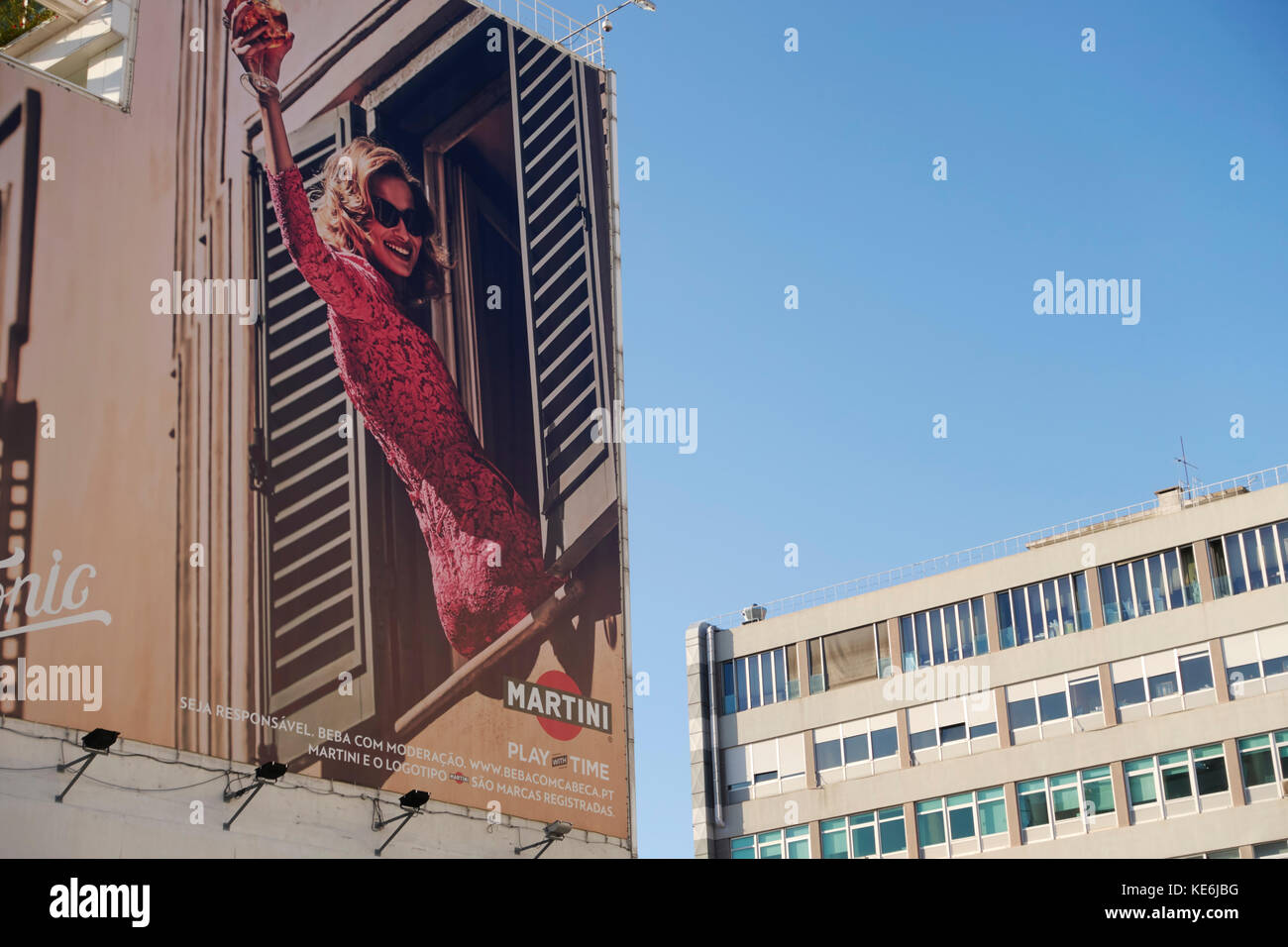 Martini alcoholic liquor billboard advertising on a facade of a ...