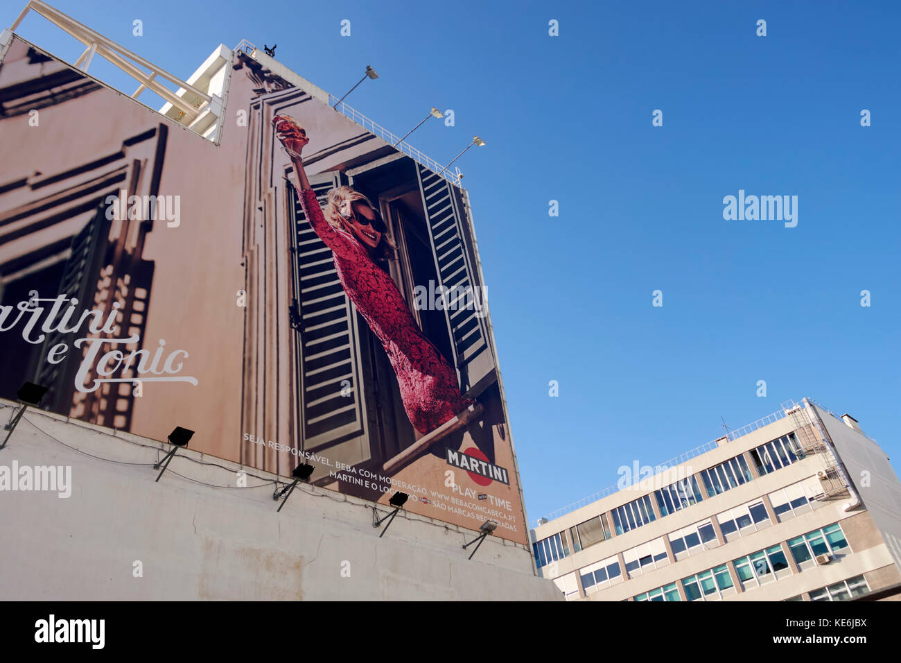 Martini alcoholic liquor billboard advertising on a facade of a ...