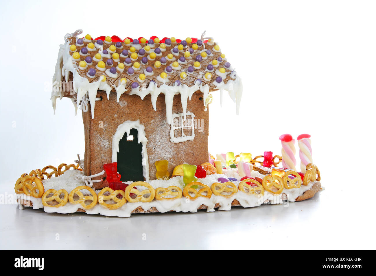 Gingerbread candy sugar house. Fairy tail candyhouse covered with snow ...