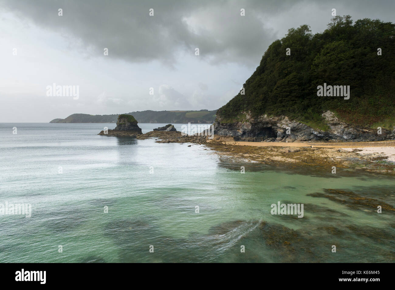 View from Charlestown Harbour - Polmear Island, Cornwall, UK Stock ...