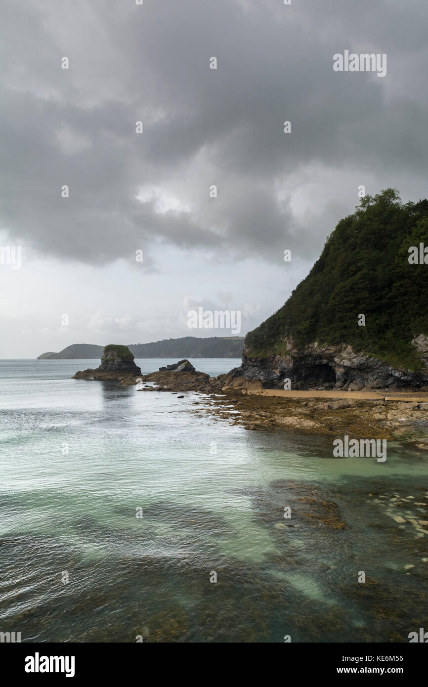 View from Charlestown Harbour - Polmear Island, Cornwall, UK Stock ...