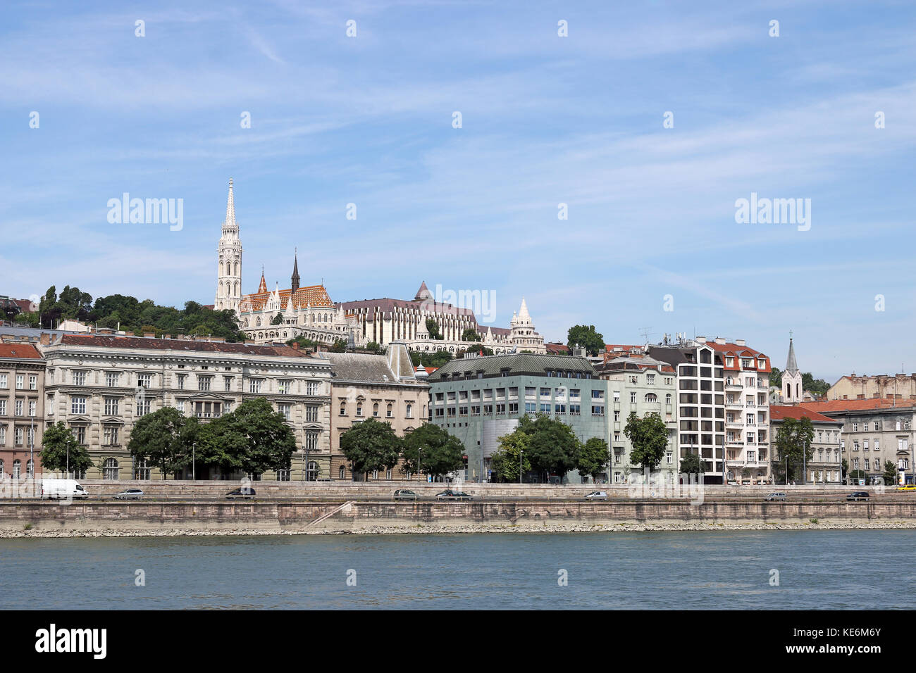 Fisherman bastion and Matthias church Danube riverside Budapest Stock ...