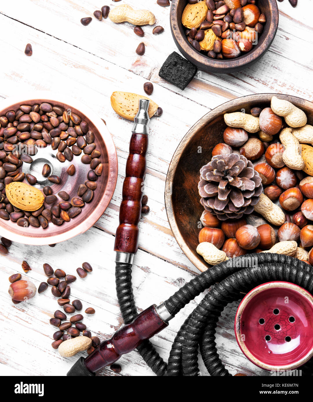smoking hookah with a taste of mix nut.Stylish arabic shisha Stock ...
