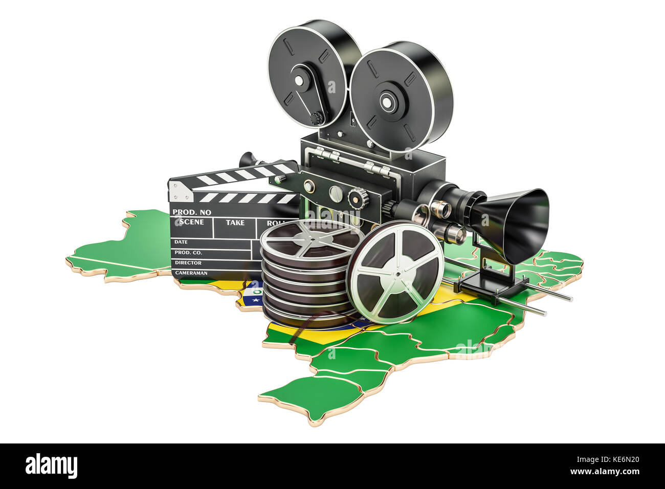 Brazilian cinematography, film industry concept. 3D rendering isolated ...