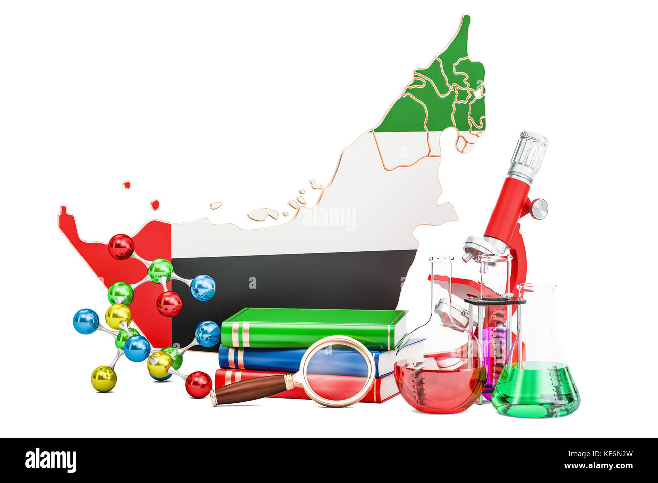 Scientific research in UAE concept, 3D rendering isolated on white ...