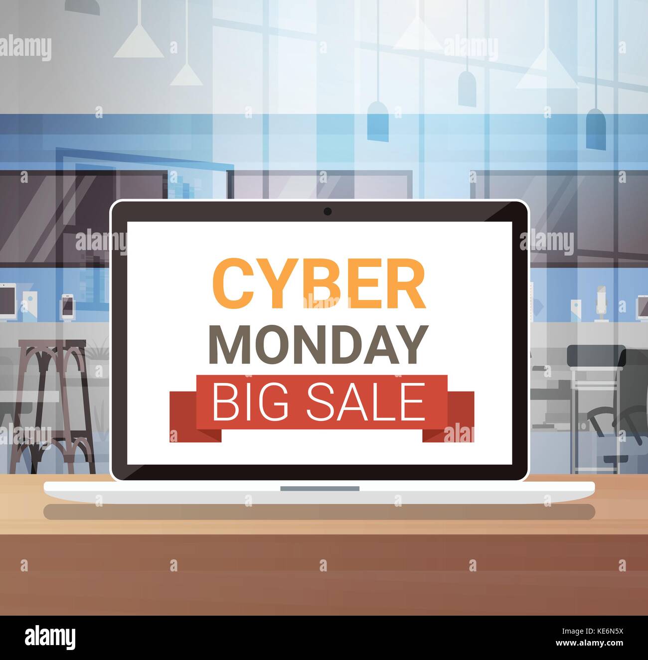 Cyber Monday Sign On Laptop Monitor Big Sale Banner Background Design ...
