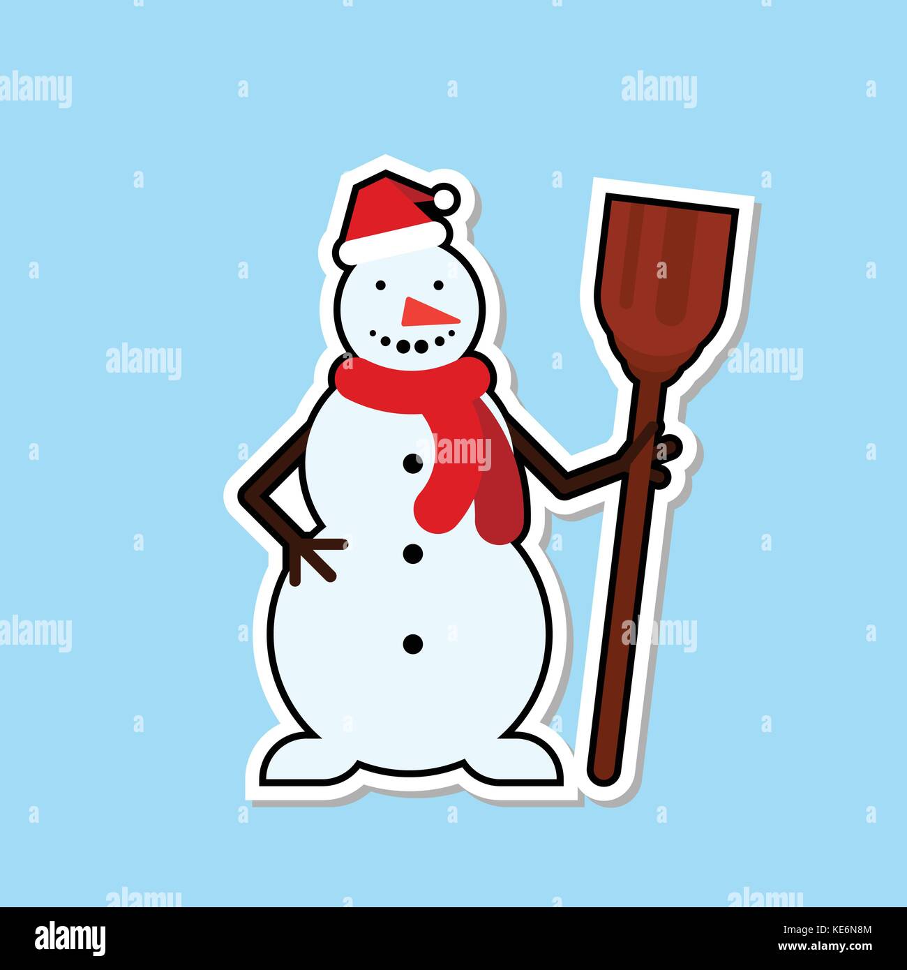 Flat cartoon sticker snowman Stock Vector Images - Alamy