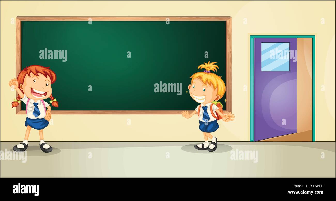 Illustration of two students inside the classroom Stock Vector Image ...