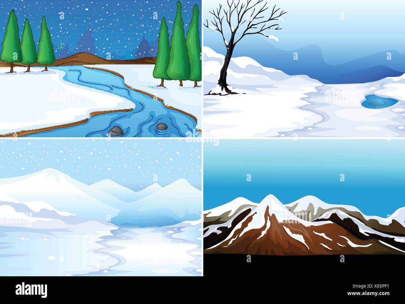 Winter scenery frozen river Stock Vector Images - Alamy