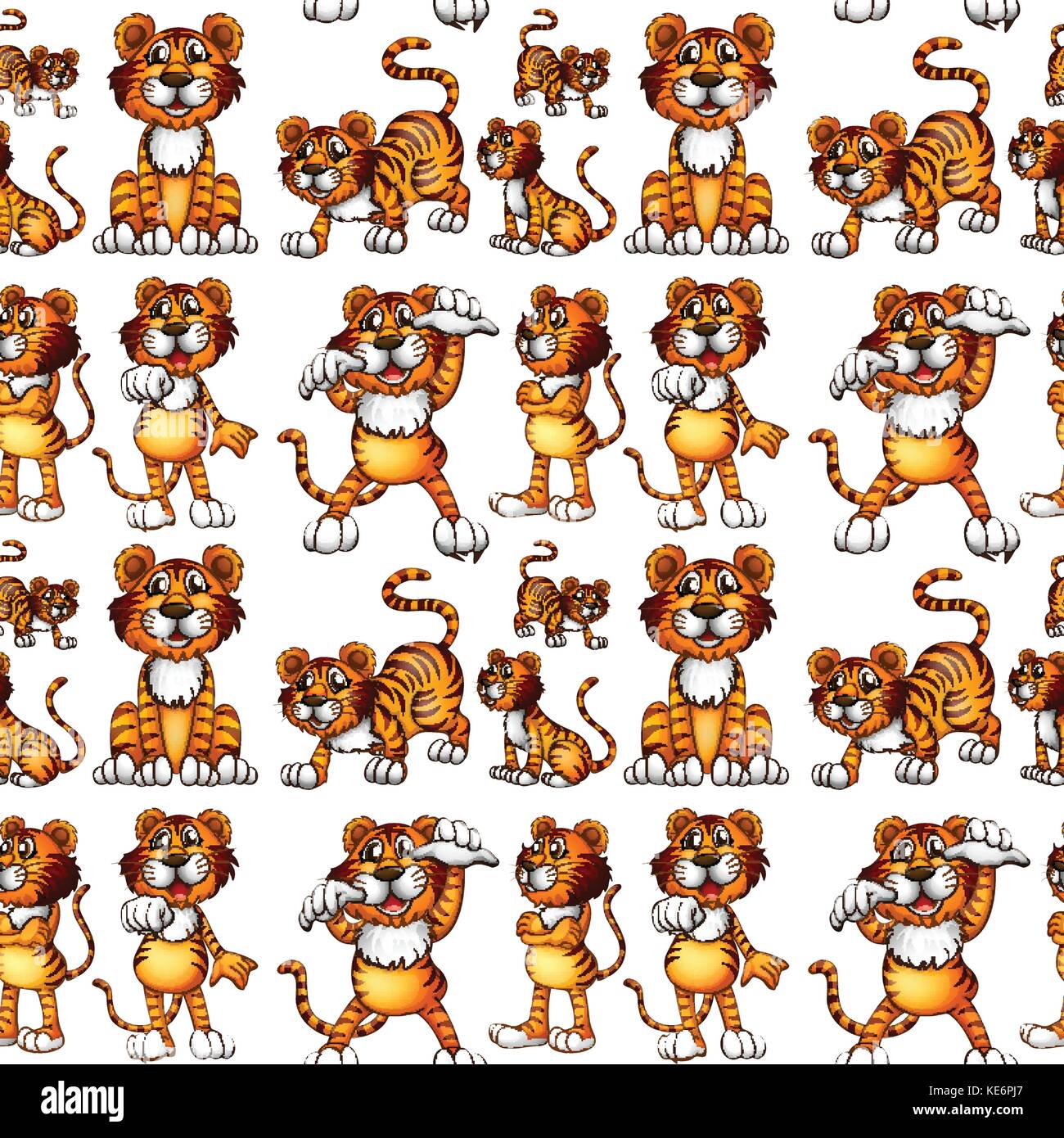 Seamless tiger in different positions Stock Vector Image & Art - Alamy