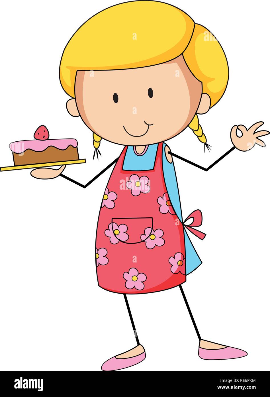 Closeup happy female baker holding cake Stock Vector Image & Art - Alamy