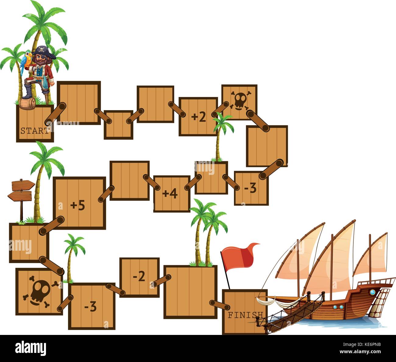 Illustration of a boardgame with pirate and sail Stock Vector Image ...
