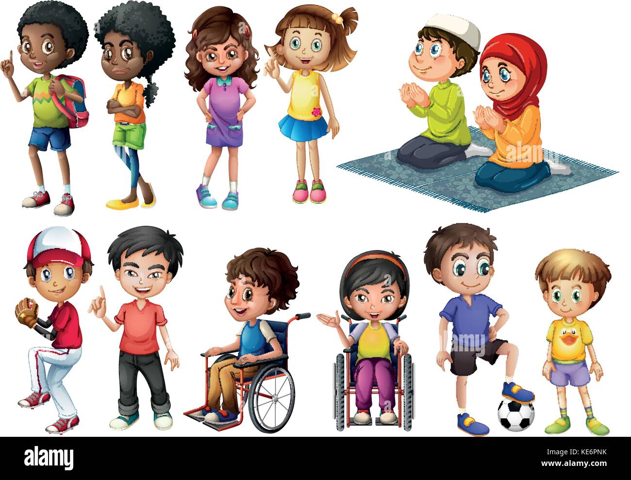 Children in different positions doing many things Stock Vector Image ...