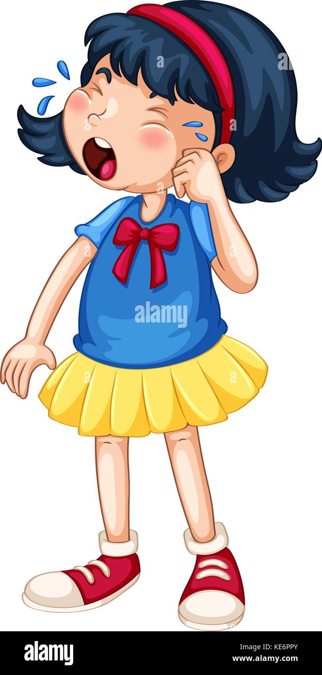 Girl standing alone crying with tears falling off Stock Vector Image ...