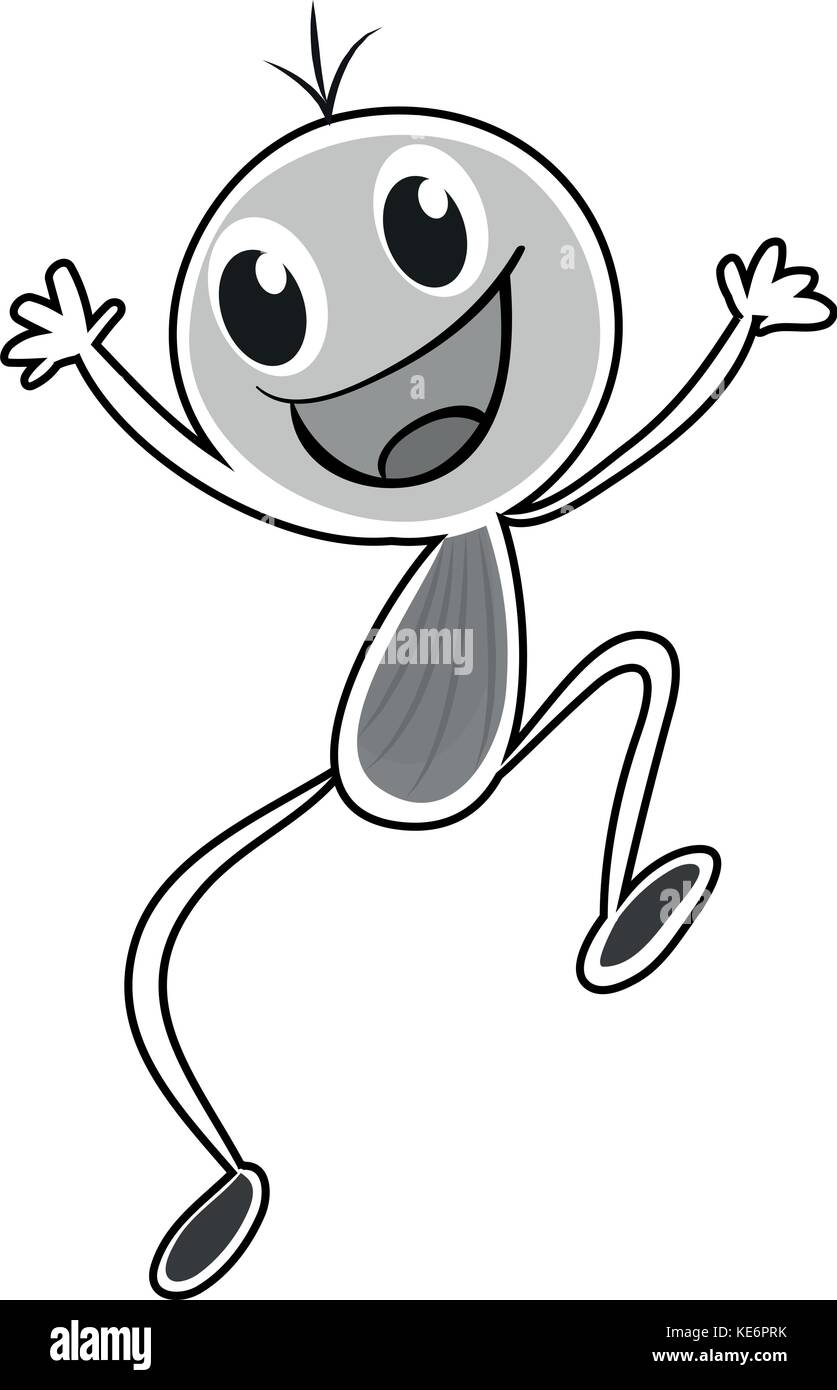 Doodles happy man smiling and jumping Stock Vector Image & Art - Alamy
