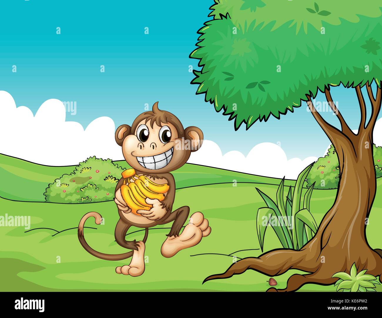 Monkey holding banana cartoon character hi-res stock photography and ...