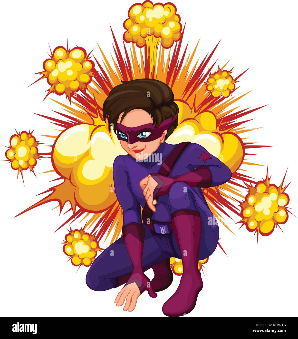 Superhero with cloud explosion background Stock Vector Image & Art - Alamy