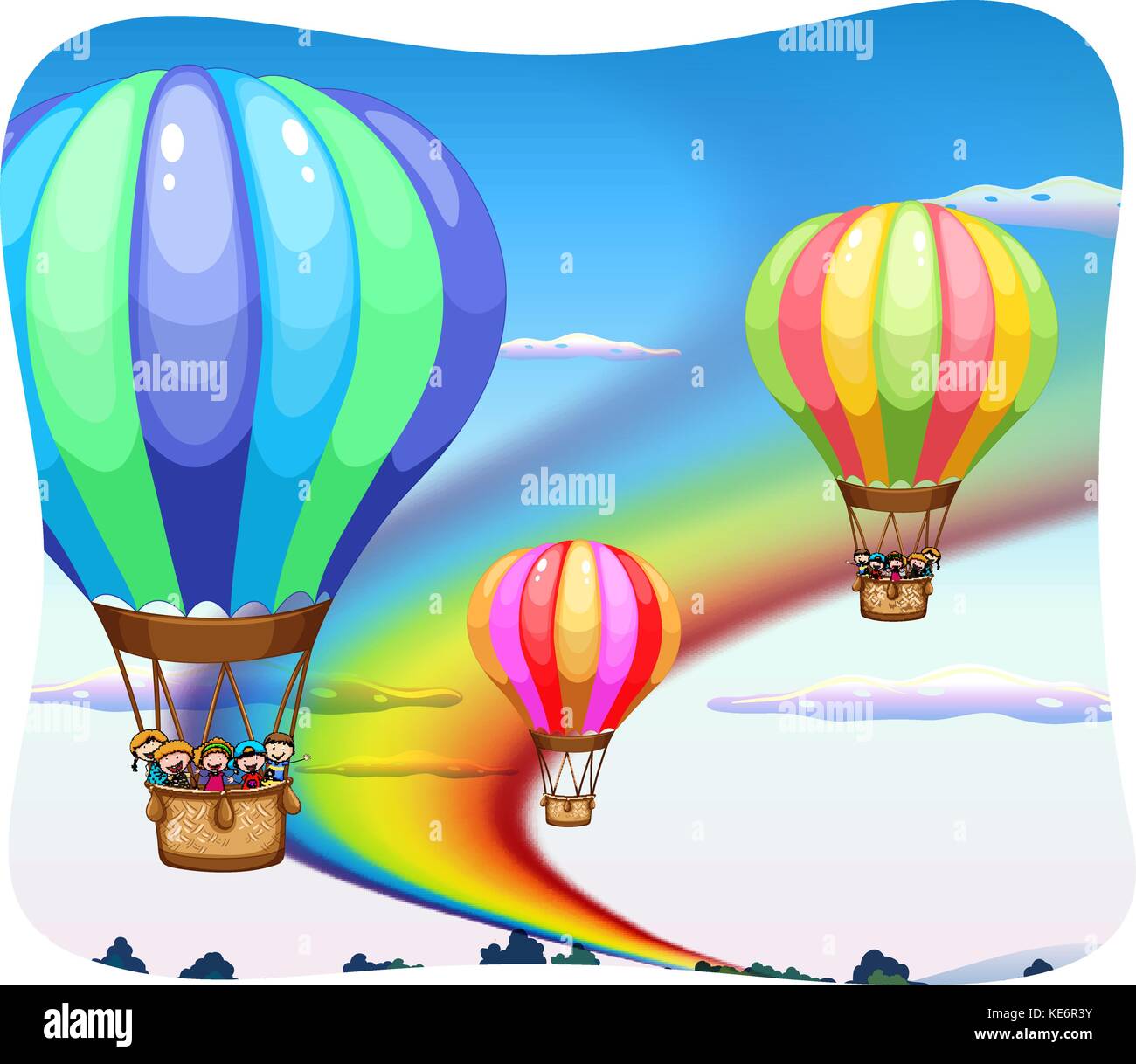 Three balloons floating in the sky at daytime Stock Vector Image & Art ...