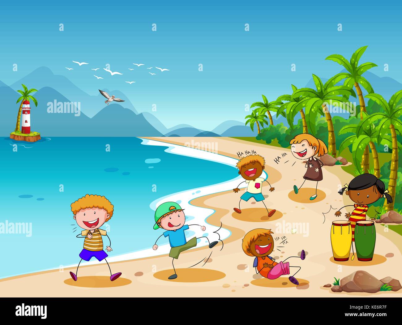 Children laughing outside Stock Vector Images - Alamy
