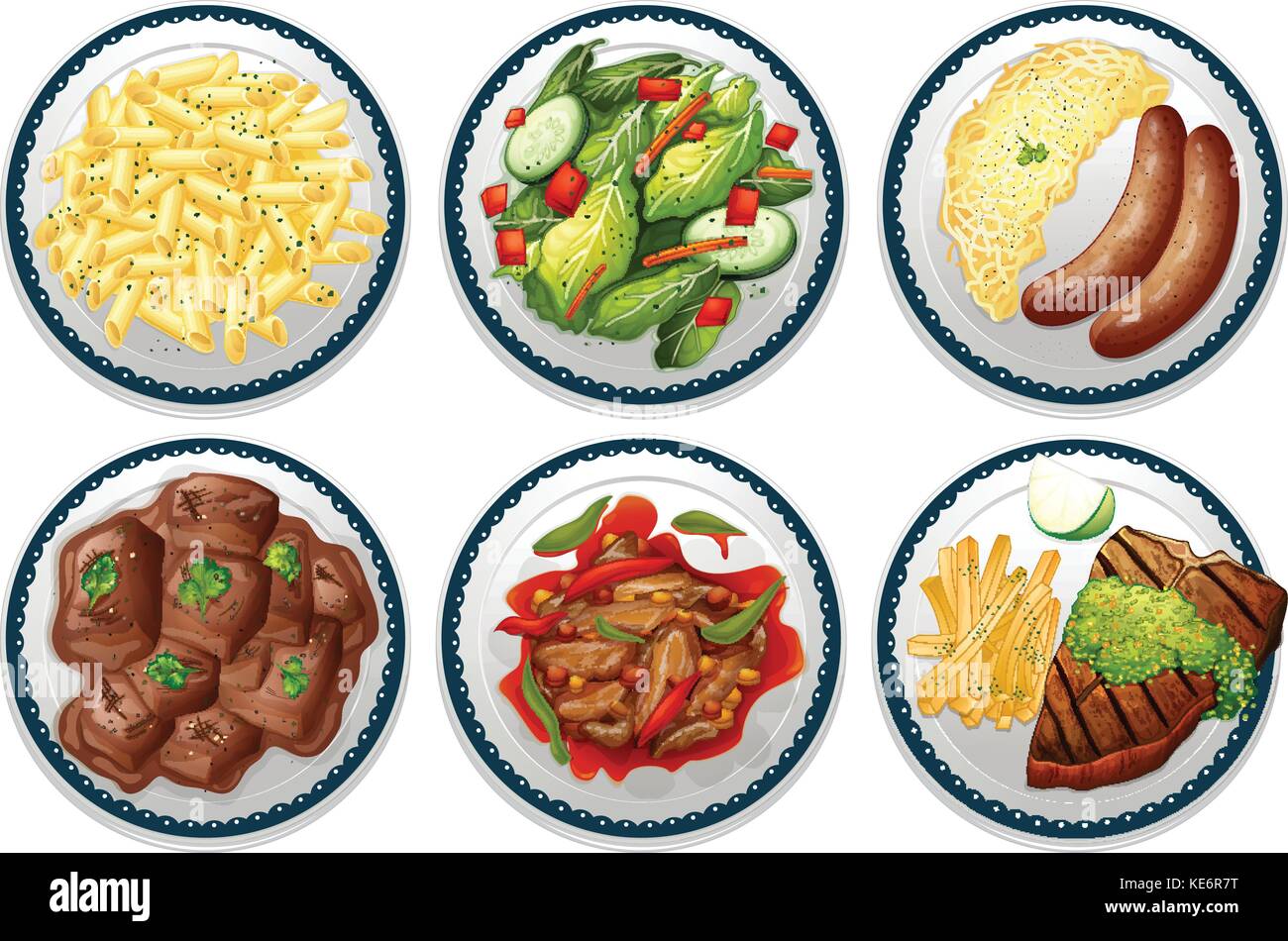 Six plates of main courses on the menu Stock Vector Image & Art - Alamy