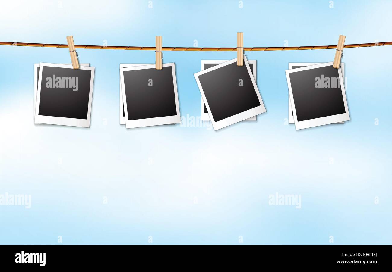 Illustration of photo frames hanging on a rope Stock Vector Image & Art ...