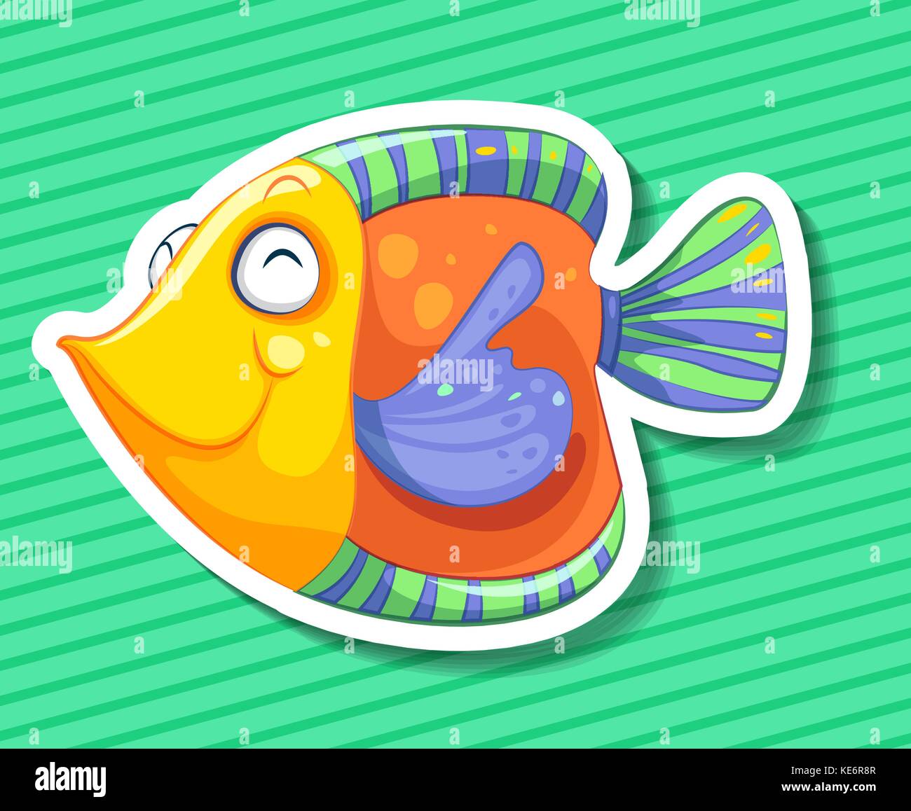 Colorful fish smiling on green background Stock Vector Image & Art - Alamy