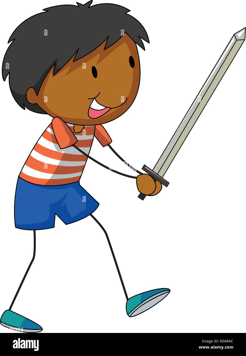 Happy boy playig with a sword Stock Vector Image & Art - Alamy