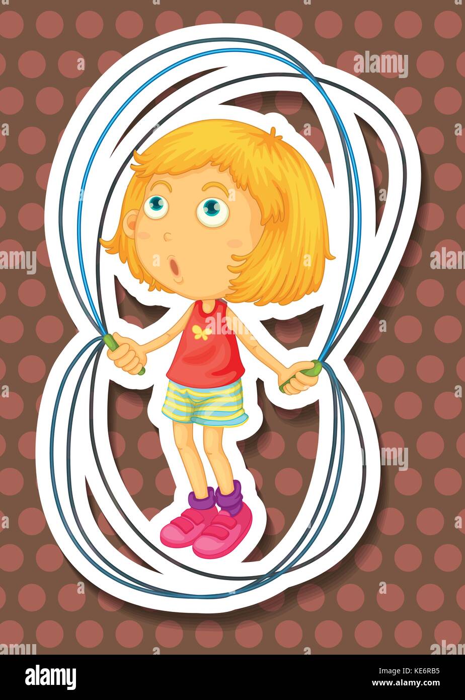 Closeup girl jumping on a rope alone Stock Vector Image & Art - Alamy