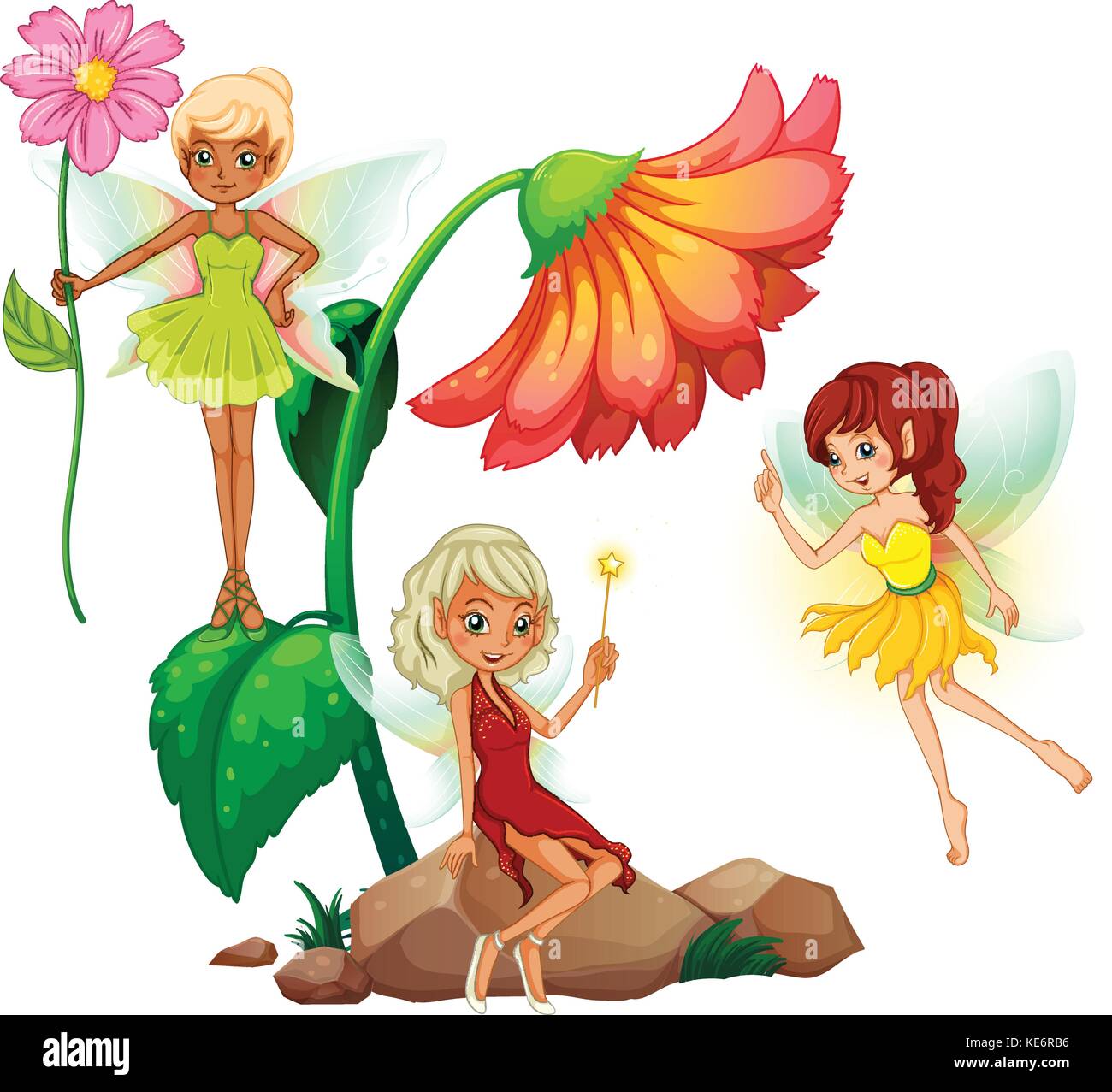 Three fairies and flowers Stock Vector Image & Art - Alamy