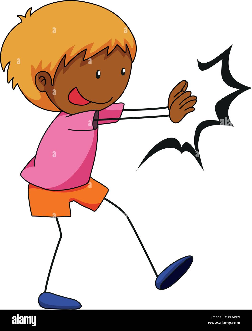 Closeup boy pushing something alone Stock Vector Image & Art - Alamy