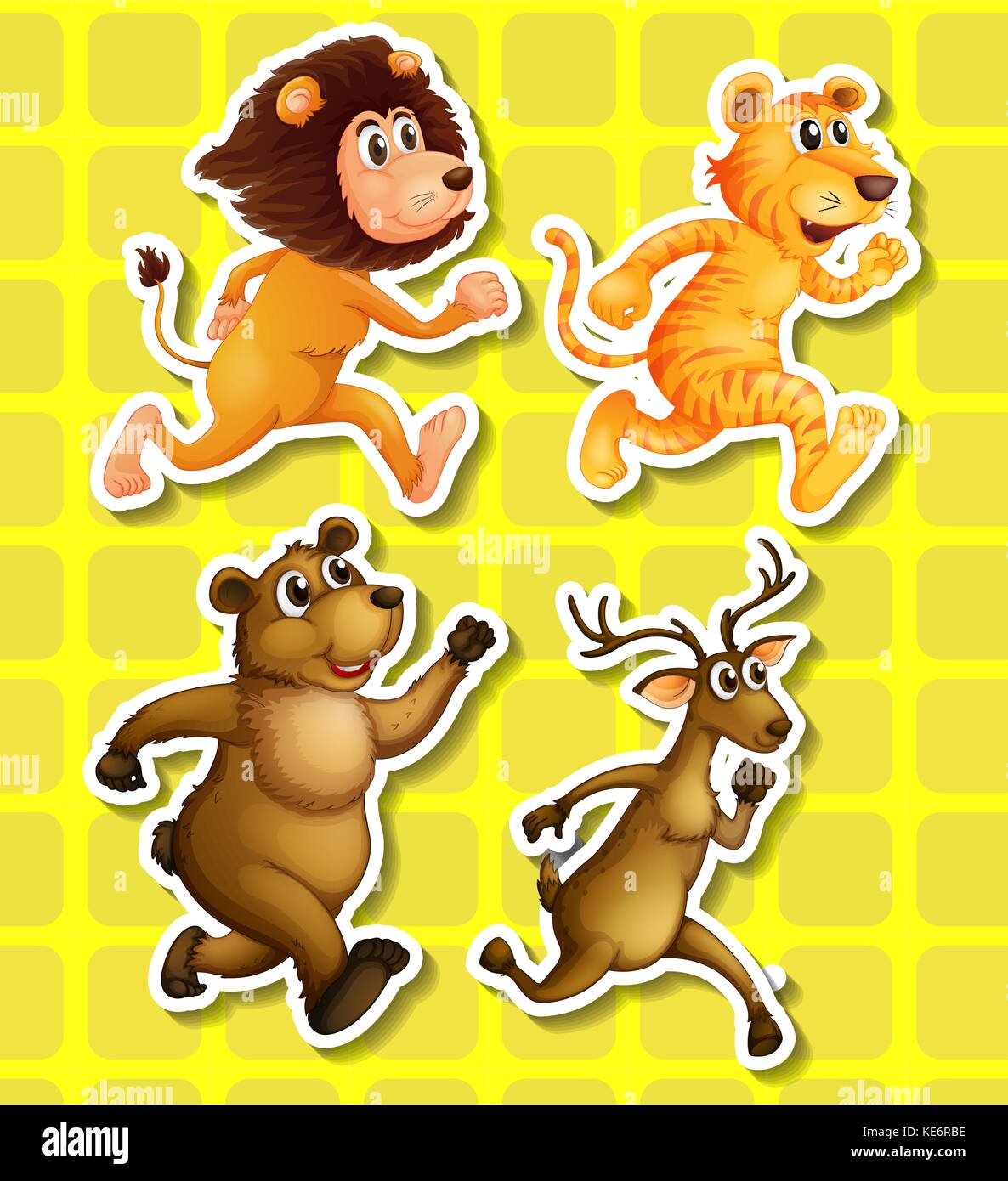 Four animals running on yellow background Stock Vector Image & Art - Alamy