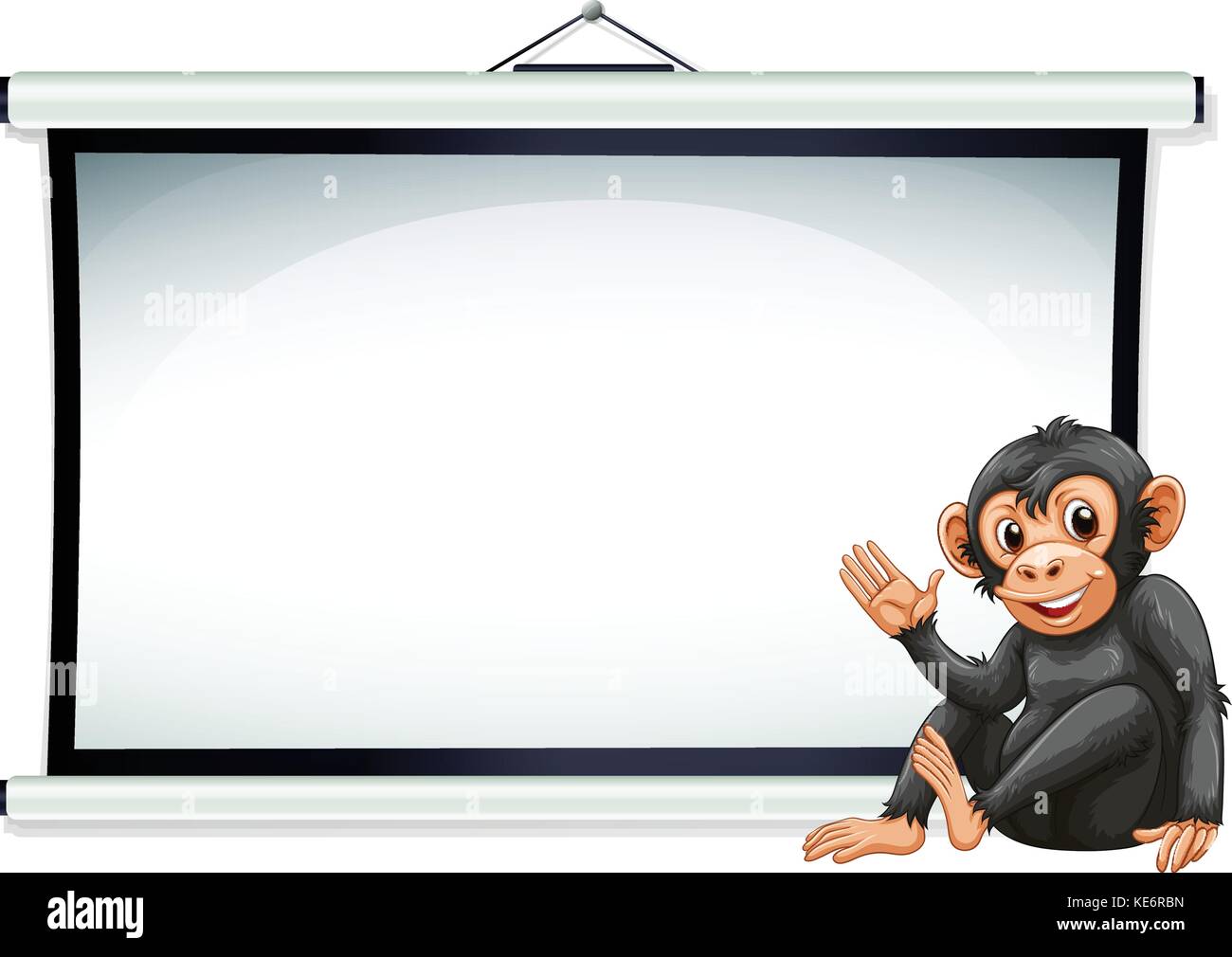 Illustration of a monkey sitting in front of a screen Stock Vector ...